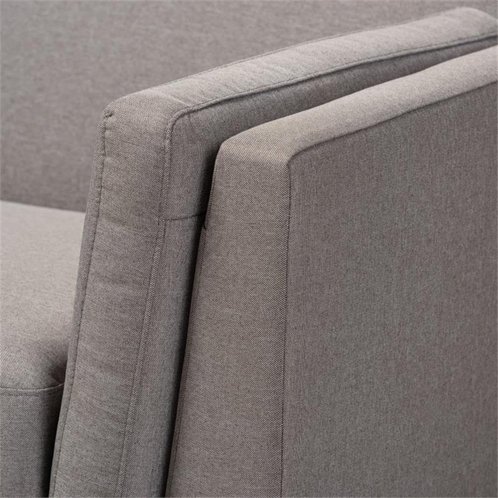 Baxton Studio Sava Mid-Century Modern Grey Fabric Upholstered Walnut Wood 2-Seater Loveseat