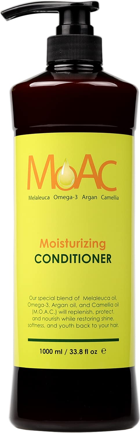 Moac Moisturizing Conditioner 33.8 fl.oz., Daily Hydration for All Hair Types, Enriched with Melaleuca, Omega-3, Argan & Camellia Oils, Rich Conditioning Formula for Smooth & Nourished Hair
