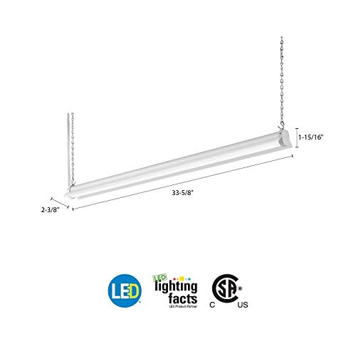 Lithonia Lighting SHLP 36IN 40K 80CRI DNA LED Shop Light, 4000K, 3000 lumens, 36 Inch, White