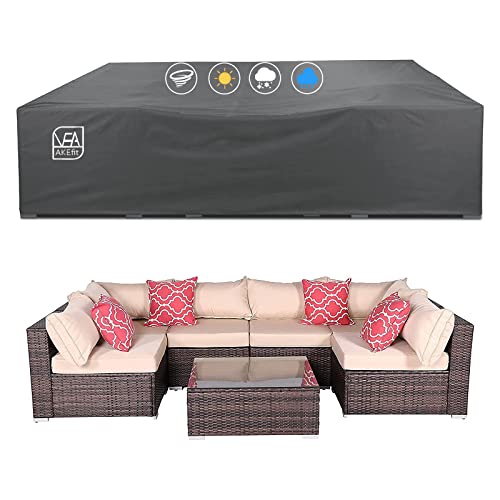 AKEfit Patio Furniture Cover Outdoor sectional Furniture Covers Waterproof Dust Proof Furniture Lounge Porch Sofa Protectors D128 x W83 x H28