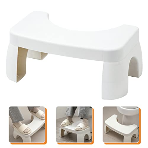 Housoutil Bathroom Step Stool Potty Toilet Stool Squatting Poop Stool Baby Step Stool for Bathroom Non-Slip Potty Stool for Children and Adults in Bathroom Toilet White Toilet Stool