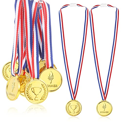 Caydo 72 Pieces Children's Gold Plastic Winner Award Medals for Kids Party Favor Decorations and Sports