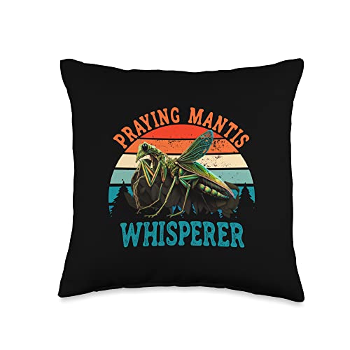 Vintage Sunset Praying Mantis Gifts Whisperer Praying Mantis Insect Lover Throw Pillow, 16x16, Multicolor