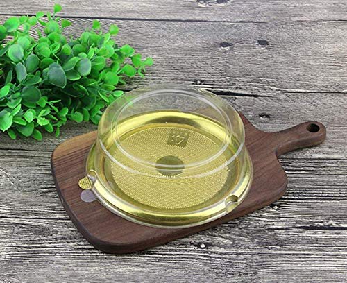 Cake Box - 50 sets Diameter 3 3/4 inch X H 1 1/4 inch Clear Plastic Mini Cake Box - Feast Cupcake Box - Muffin Box Biscuit Box Flat Top Box Bakery Cake Shop Sale Use (gold)