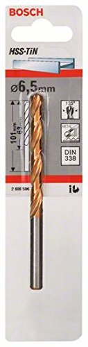 Bosch 2608596716 DIN338 Metal HSS-Tin Drill Bit, 6.5mm x 63mm x 101mm