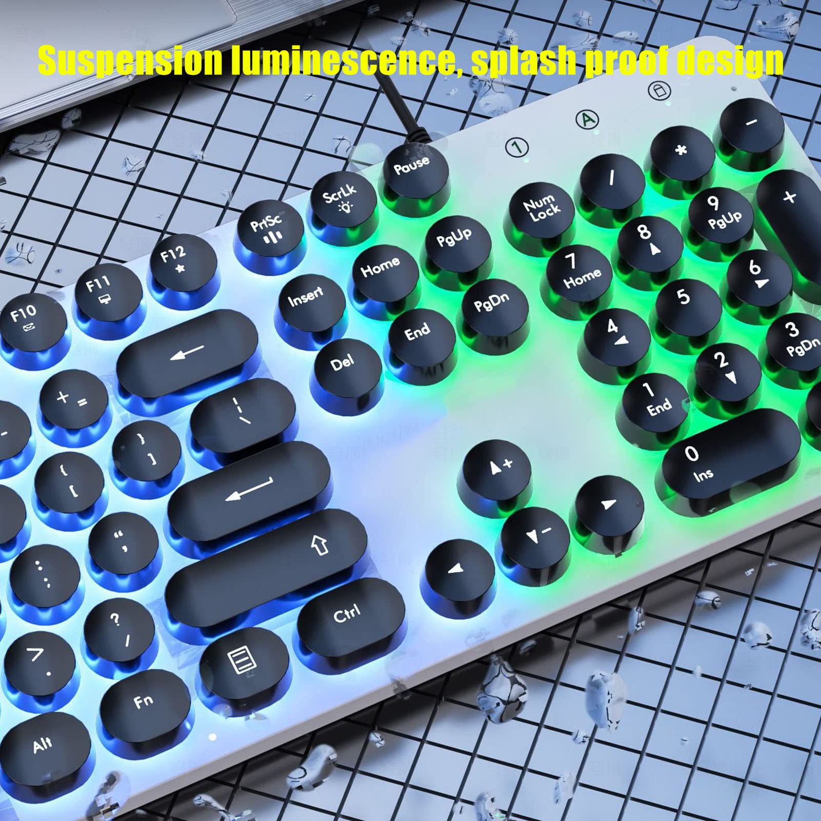 Aumoo Mechanical Gaming Keyboard, RBG Computer Keyboard Wired 104 Keys USB Interface for Home Black