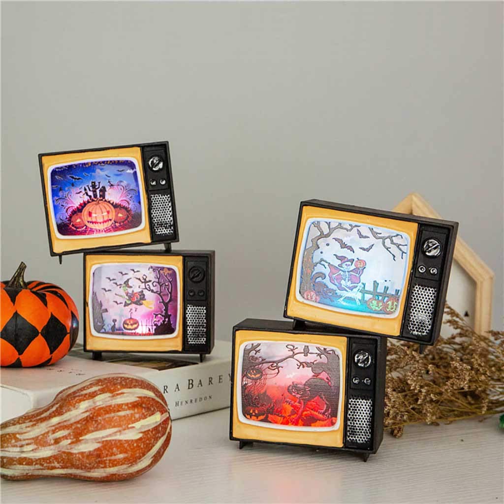CCOOfhhc Halloween Pumpkin Lights Ornament Television Light Hanging Retro Toy LED Lights for Indoor Outdoor Party Ideas