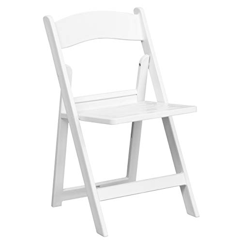 Flash Furniture HERCULES Series 1000 lb. Capacity White Resin Folding Chair with Slatted Seat