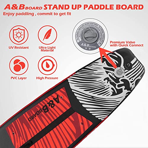 A&BBOARD Paddleboard Inflatable Paddle Board,ISUP 11'5''x32''x6'' Stand Up Paddle Board Standing Boat for Adult, Inflatable Paddle Boards for Adults 350lbs Capacity,15PSI Pressure(Black & Red)