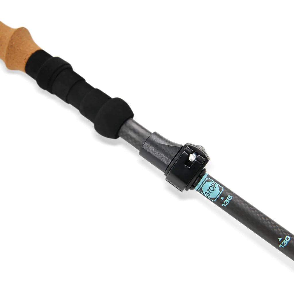 A001 Trekking Poles Carbon Fiber 2 Pack, Collapsible Folding Walking Stick, 5-Section Adjustable Telescopic Pole with Cork Grip, Lightweight Hiking Gear for Camping, Backpacking, Climbing, Walking,