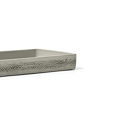 Grey Bathroom Accessories Set, Includes Ceramic Bathroom Soap Dispenser, Toothbrush Holder, Soap Dish and Concete Tray