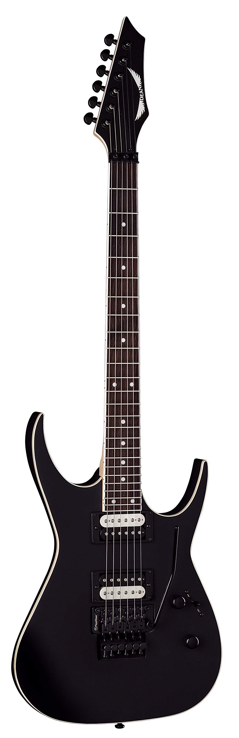 Dean Guitars 6 String Exile X Floyd Electric Guitar, Black Satin, Right, (EXILEX F BKS)