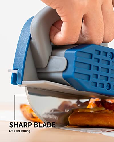 Fat-Cat Pizza Cutter Wheel, Super Sharp Pizza Slicer with Protective Blade Guard for Pizza, Pies, Waffles and Dough Cookies, Easy to Use and Clean (Blue)
