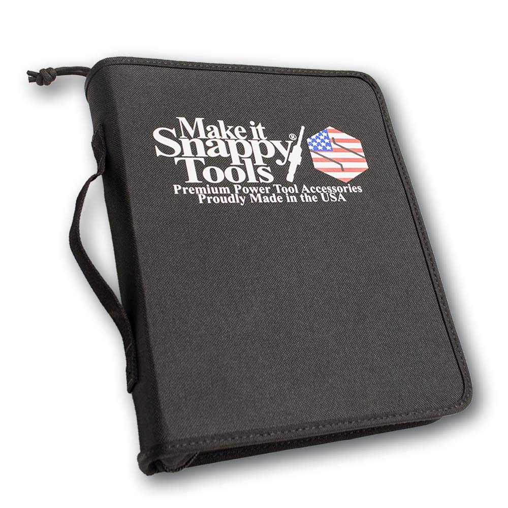 Snappy Tools Deluxe Tool Book, Maker's Edition, 5-Pc. Countersinks, 5-Pc. Drill Adapters, 5-Pc. Hinge Bits, 5-Pc. Driver Bits, 3-Pc. Plug Cutters, 3-Pc. Counterbores, 1-Pc. Stop Collar, 1-Pc. Chuck