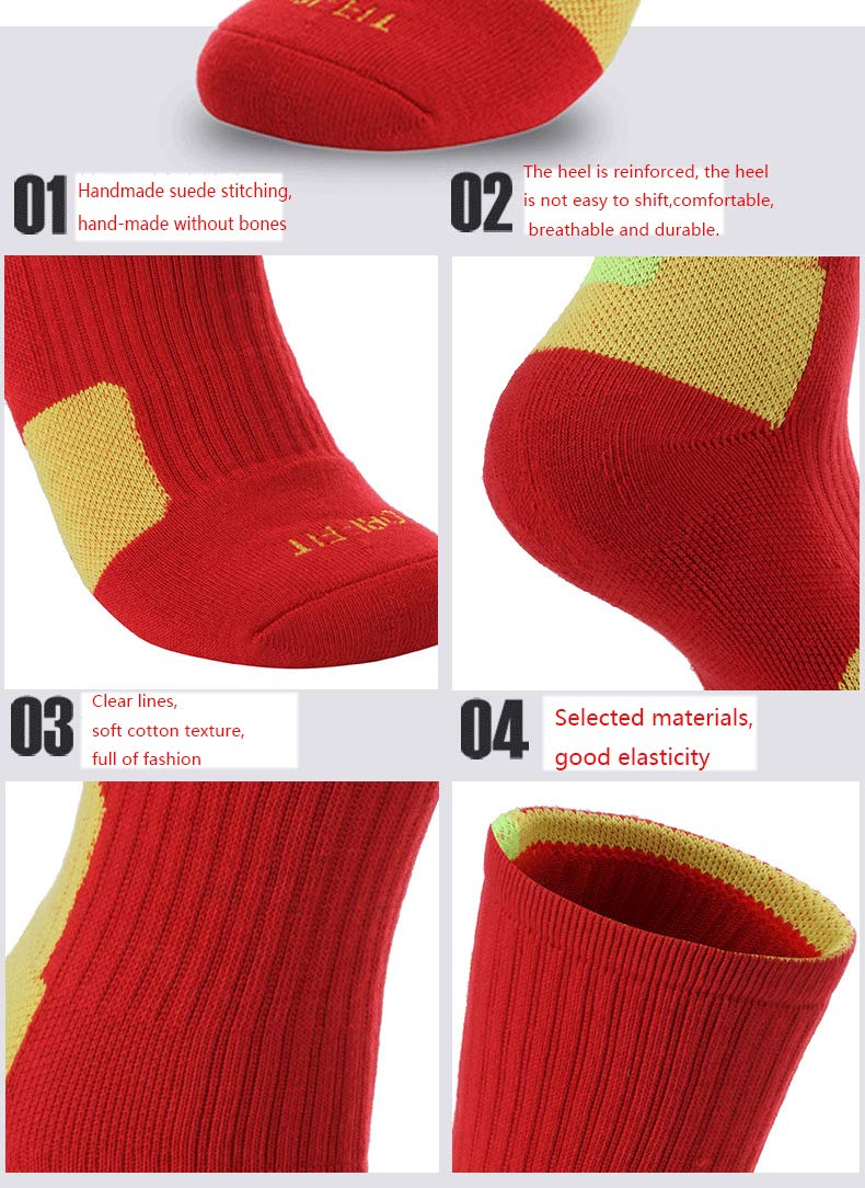 5 Pairs Mens Athletic Crew Socks Basketball Cushioned Thick Sport Long Compression Socks,6.5-11.5