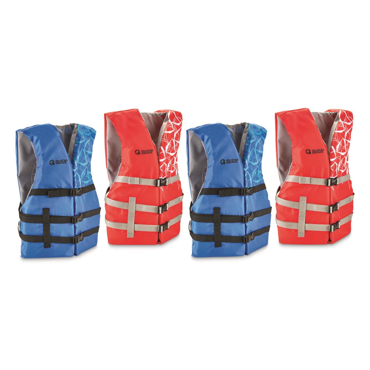 4-Pack Guide Gear Universal Adult Life Vests Jackets, Kayak Accessories, Fishing, Swim, Sailing, Type III