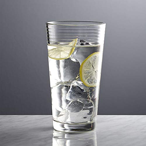 Le'raze Set of 16 Heavy Base Ribbed Durable Drinking Glasses Includes 8 Cooler Glasses (17oz) and 8 Rocks Glasses (13oz) - Clear Glass Cups - Elegant Glassware Set. Cordial Glasses