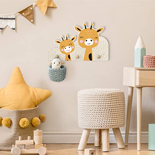 Bilderwelten Children's coat rack - Giraffe With Baby Giraffe, Dimension HxW: 9.84x15.74 in.
