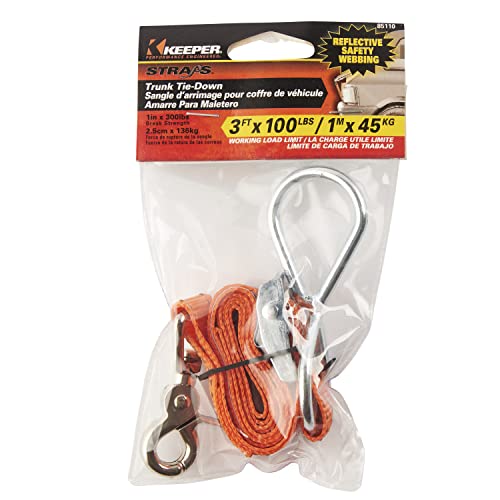 Keeper β 1β x 3β Trunk Tie-Down Strap - 100 lbs. Working Load Limit and 300 lbs. Break Strength