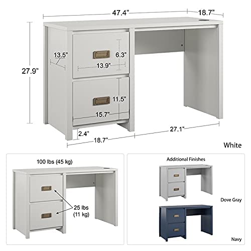 Little Seeds Monarch Hill Haven White Single Pedestal Kids’ Desk