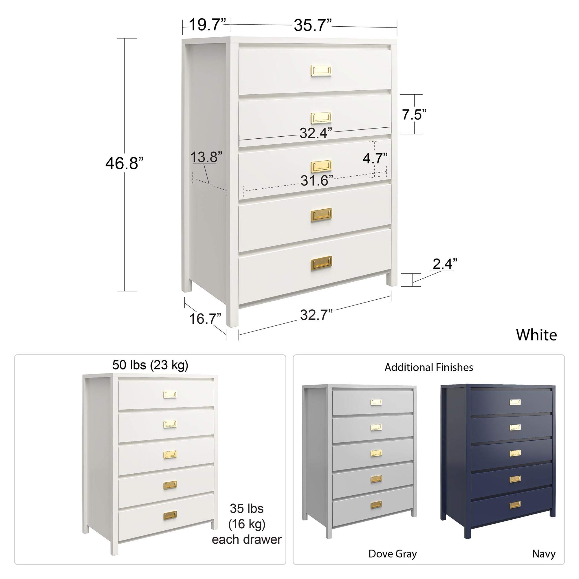 Little Seeds Monarch Hill Haven Kids' Dresser, White