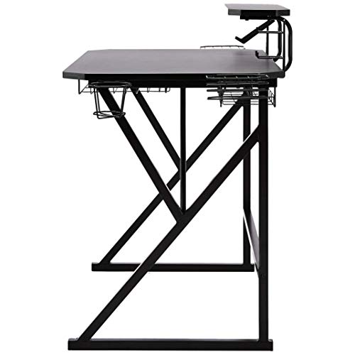 Amazon Basics Rectangular Gaming Computer Desk With Storage For Controller, Headphone & Speaker, Black, 23.4" D x 51" W x 35.9" H