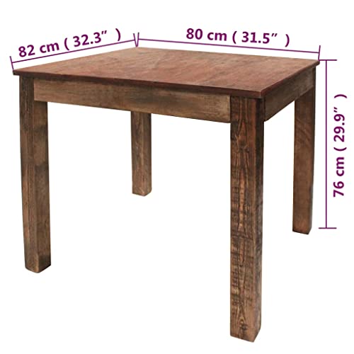 vidaXL Dining Table 32.3" Solid Reclaimed Wood Rustic Room Stand Deck Couch