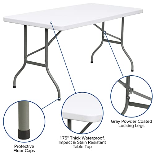 Flash Furniture Elon 5-Foot Granite White Plastic Folding Table