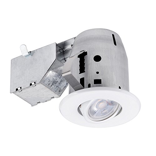 Globe Electric 3" LED IC Rated Swivel Round Trim Recessed Lighting Kit, White Finish, Easy Install Push-N-Click Clips, Bulb Included, 3.25" Hole Size 90717