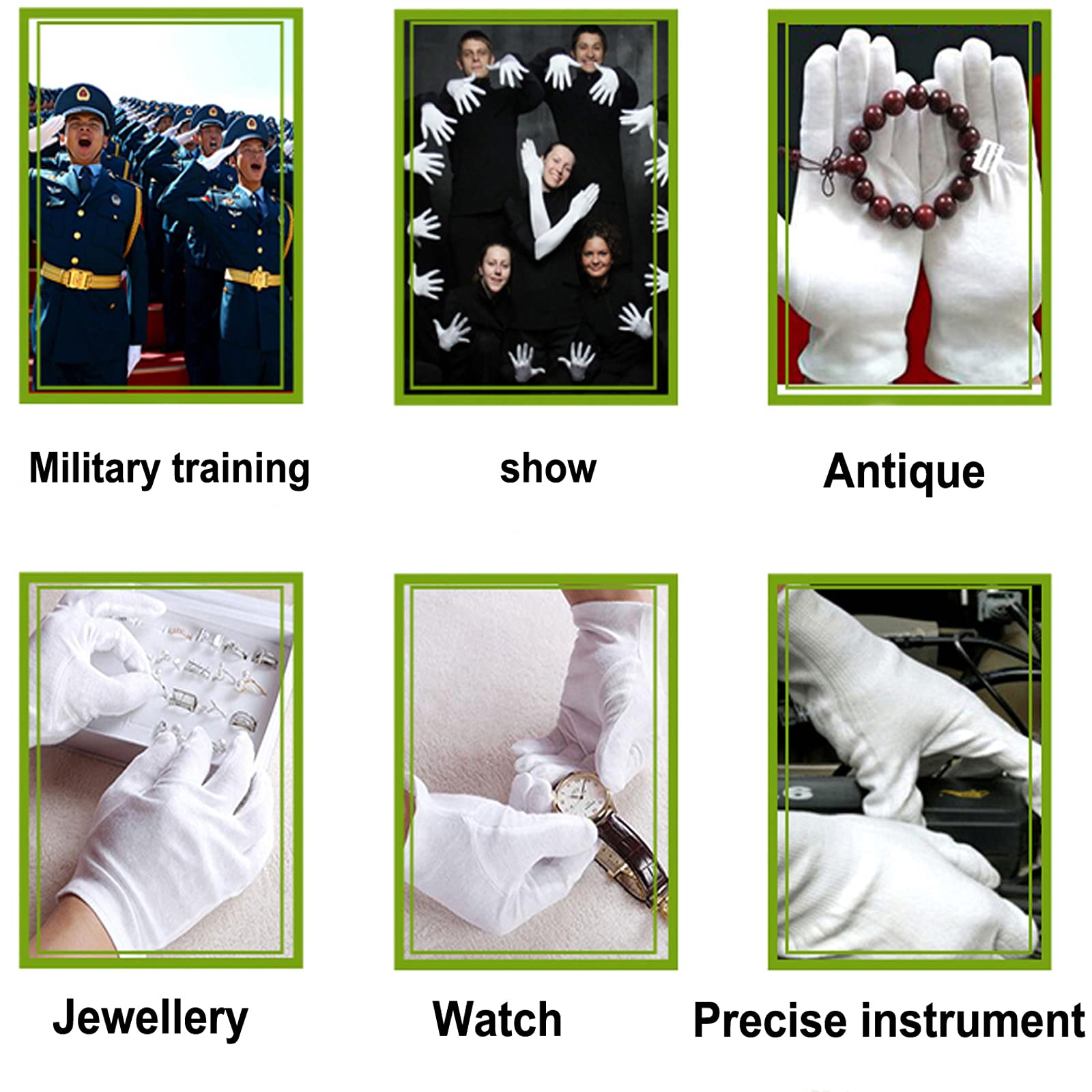 Maydahui 12 Pair White Cotton Gloves 9 inch Extra Large Size for Cosmetic Moisturizing Coin Jewelry Inspection Performance Driving Watch Repair Work Lining