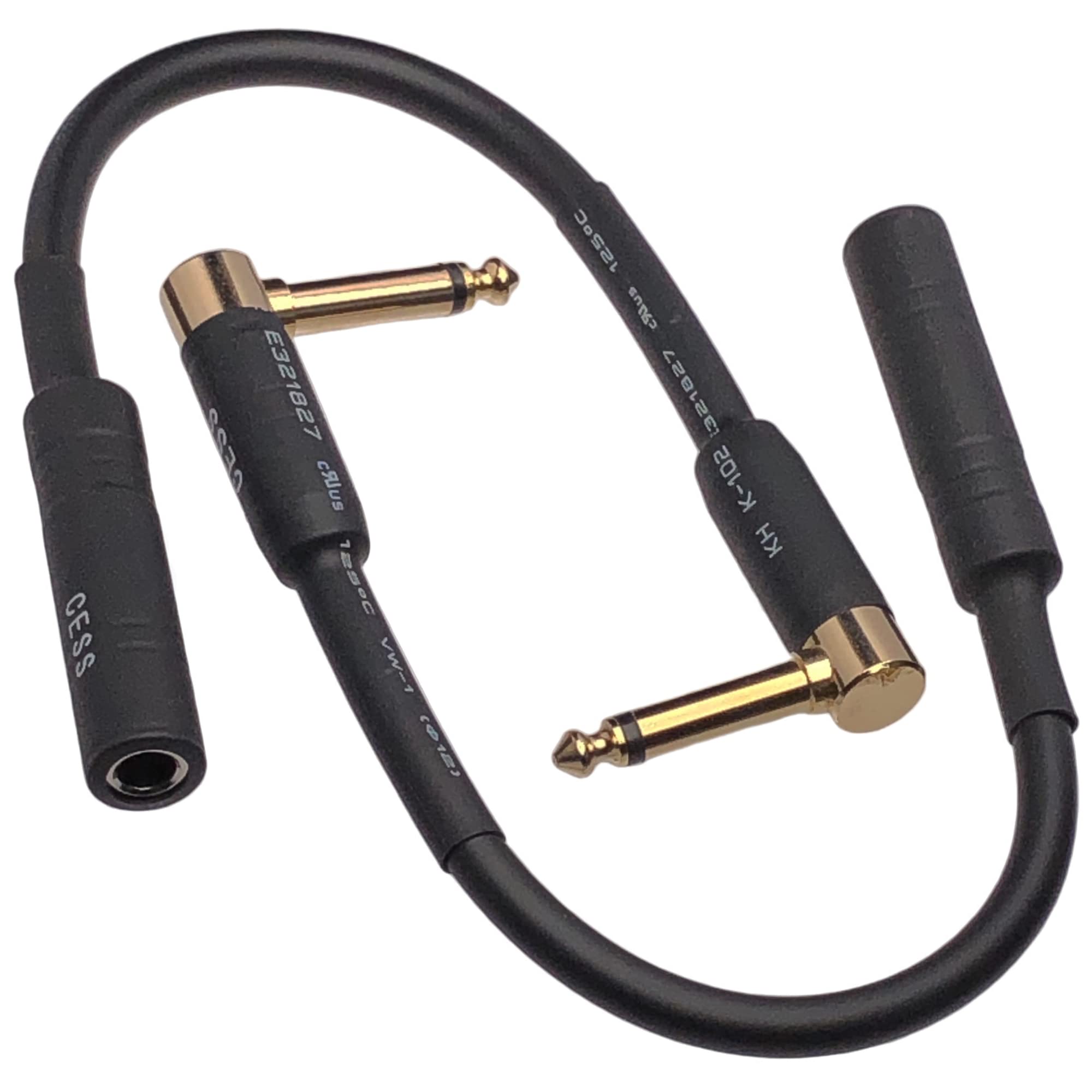 CESS-090 Low-Noise Right Angle 1/4 TS Male to Female Guitar Extension Cable, 2 Pack