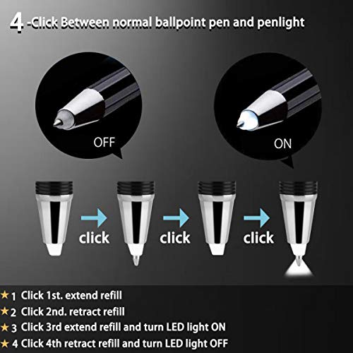Penyeah Pen with Light, Pen Light Flashlight, Lighted Tip Pen Light for Nurses, LED Lighted Pen for Writing in The Dark 2pack - White