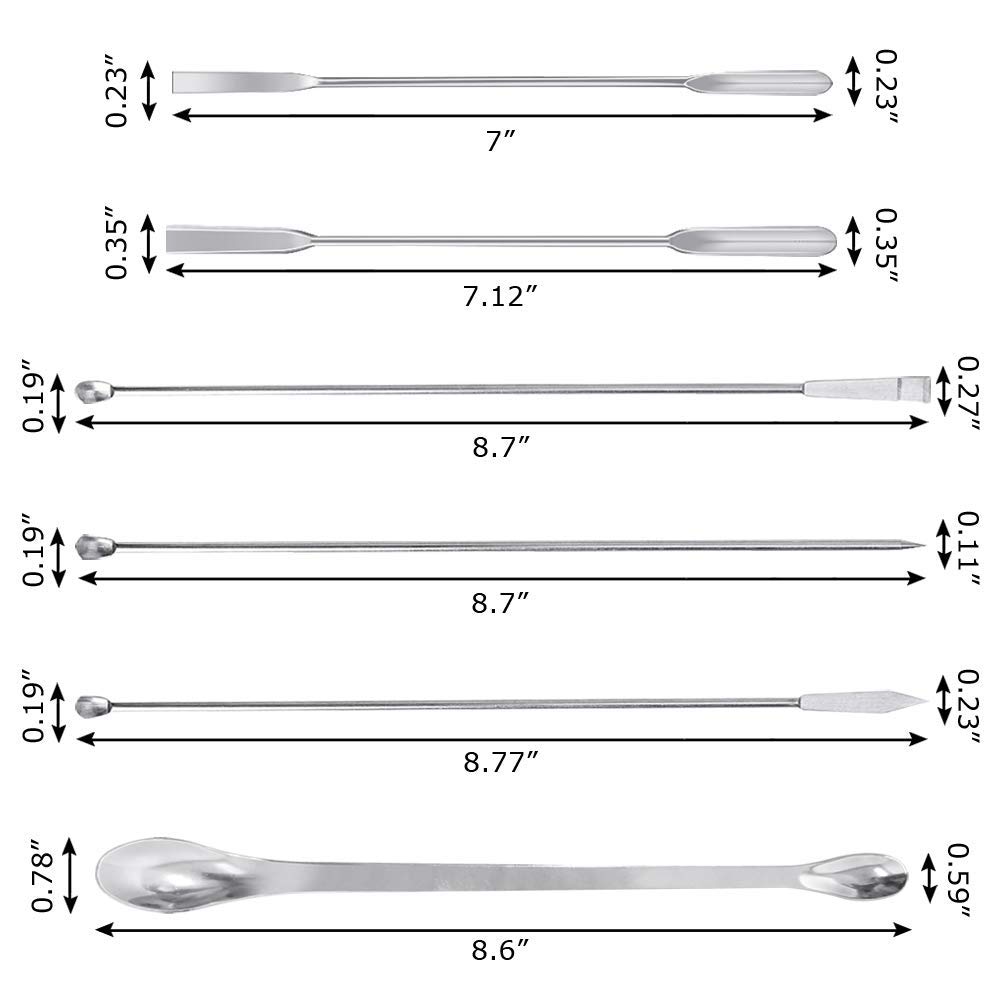 Squadare 6 Pack Micro Spatula,Lab Scoop Spoon Capsule Filler for Powders Stainless Steel Gel Cap Filler