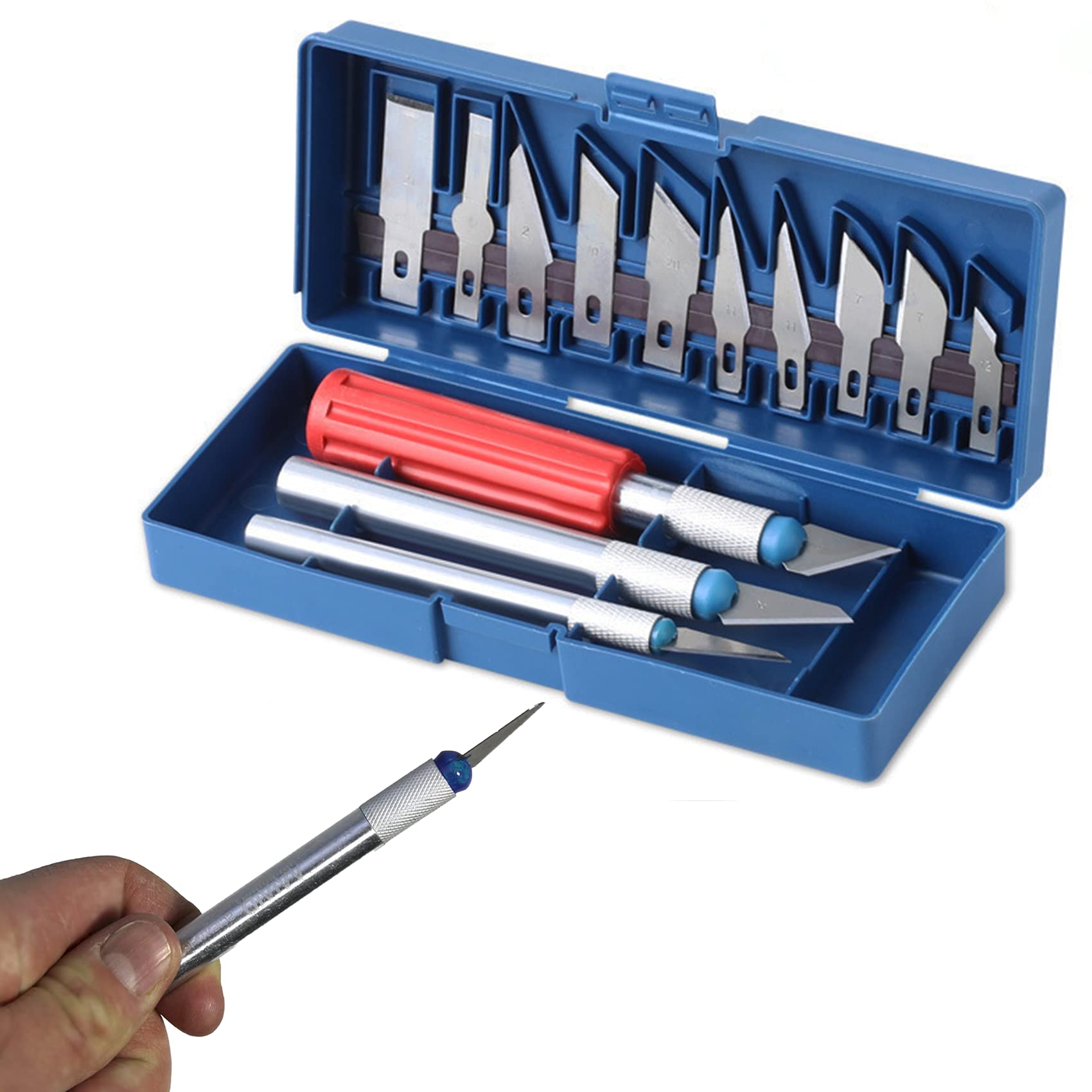 CARCLOTHES Precision Hobby Knife Set (16Pcs),Sharp Engraving Enthusiast Knife Set with Beautiful Plastic Case, Precision CuttingTool Set for Vinyl, Paper, Wood, Leather.