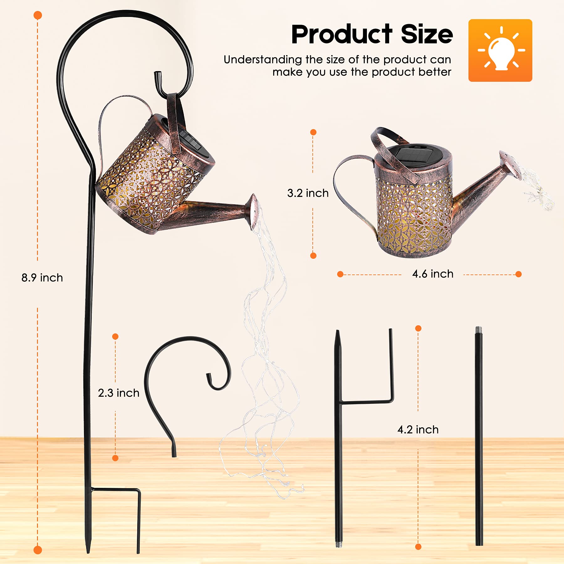 Cullaby Solar Garden Lights Outdoor Solar Powered Waterproof - Lifetime Replacement - Decorative Kettle Art Light Waterproof IP55 with Installed Light String