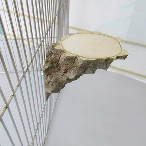 Pet Hamster Jumping Platform Natural Wood Perch Stand Platform Bird Playground Jump Platform for Mouse Chinchilla Rat Gerbil Parakeet Budgie Cockatiel Cage Chew Toy