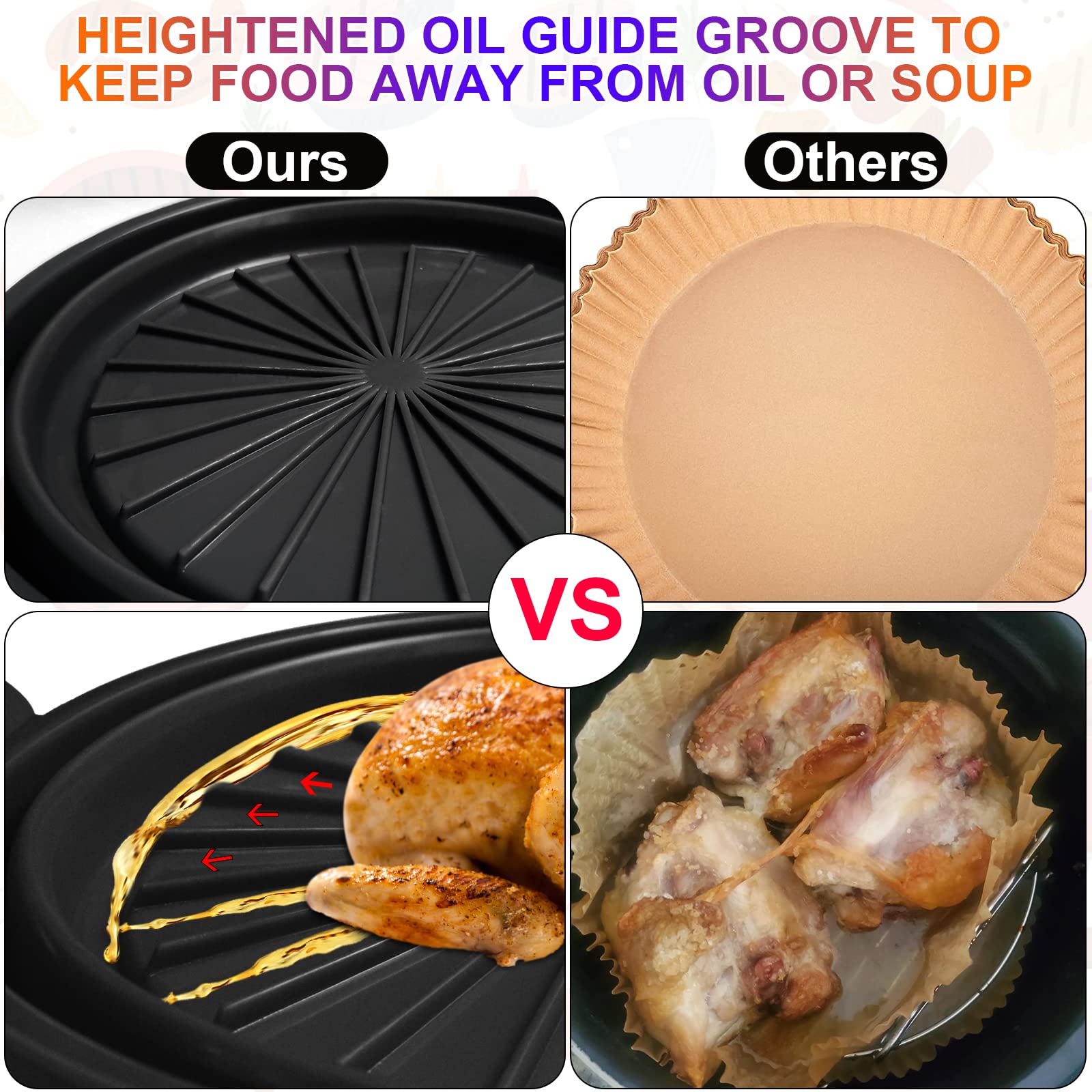 Air Fryer Silicone Liners, Moleath 7.5inch 4Pc Round Air Fryer Accessories Collapsible Airfryer Basket Liners, Reusable Air Fryer Pot Bowl for 2.6QT-5QT Air Fryers with Silicone Mitts & Muffin Cups