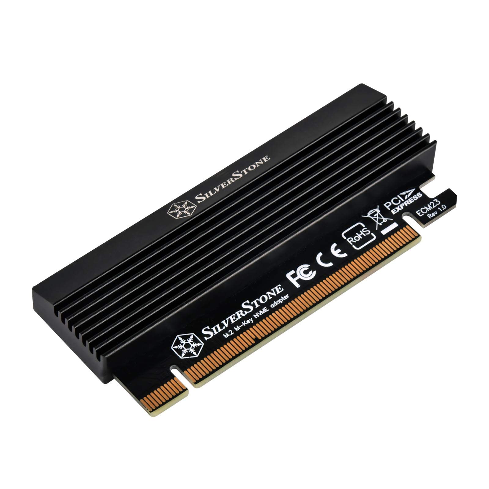 SilverStone Technology Slim M.2 M Key PCIe NVMe Adapter to PCIe X4 with Integrated Heatsink ECM23