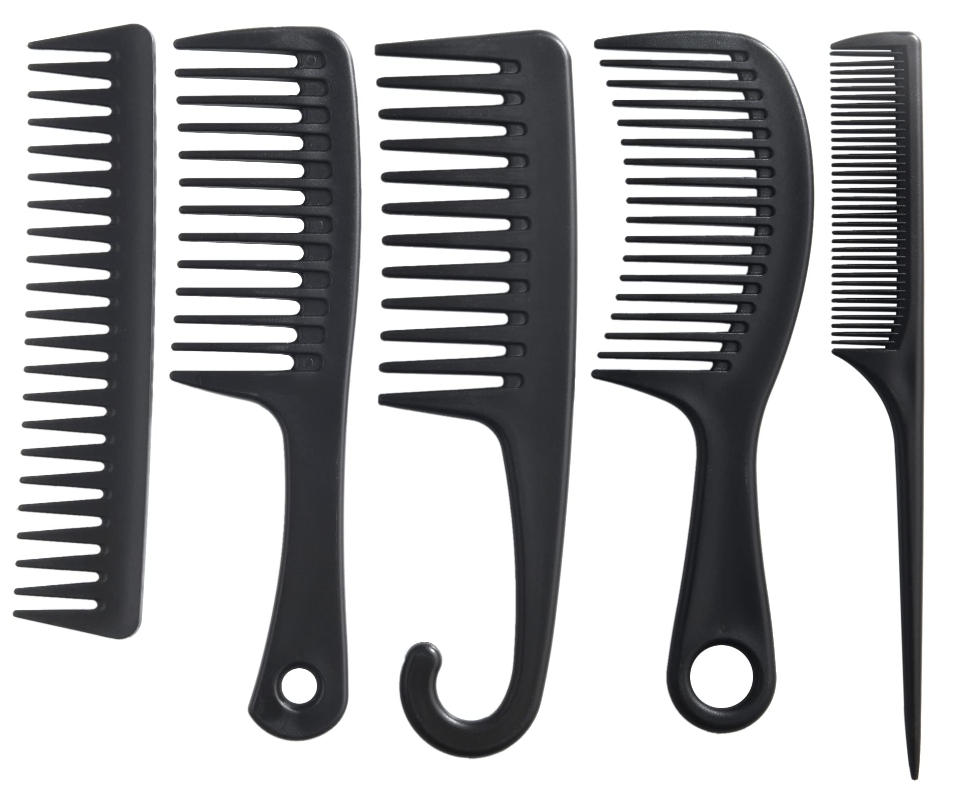 5 Pcs Hair Comb Set, Wide Tooth Detangling Comb,Large Shower Comb with Hook,Fine Tooth Rat Tail Comb Professional Styling, No Handle Women Brush For Curly, Wet, Dry, Long and Thick Hair.