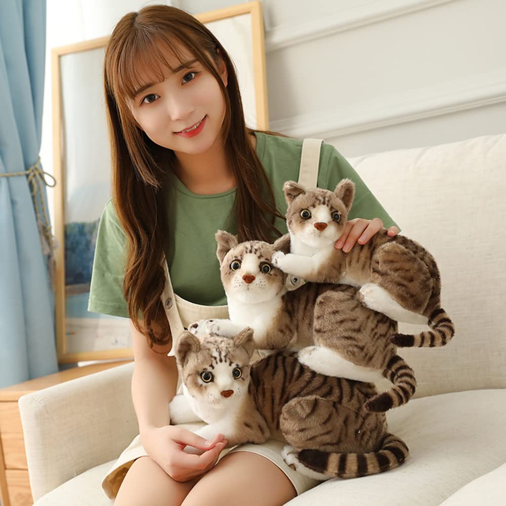 GUDVES Siamese Cat Stuffed Animal, Shorthair Cat Realistic Plush Cat Stuffed Toys, Gift for Kids 12inches (B)