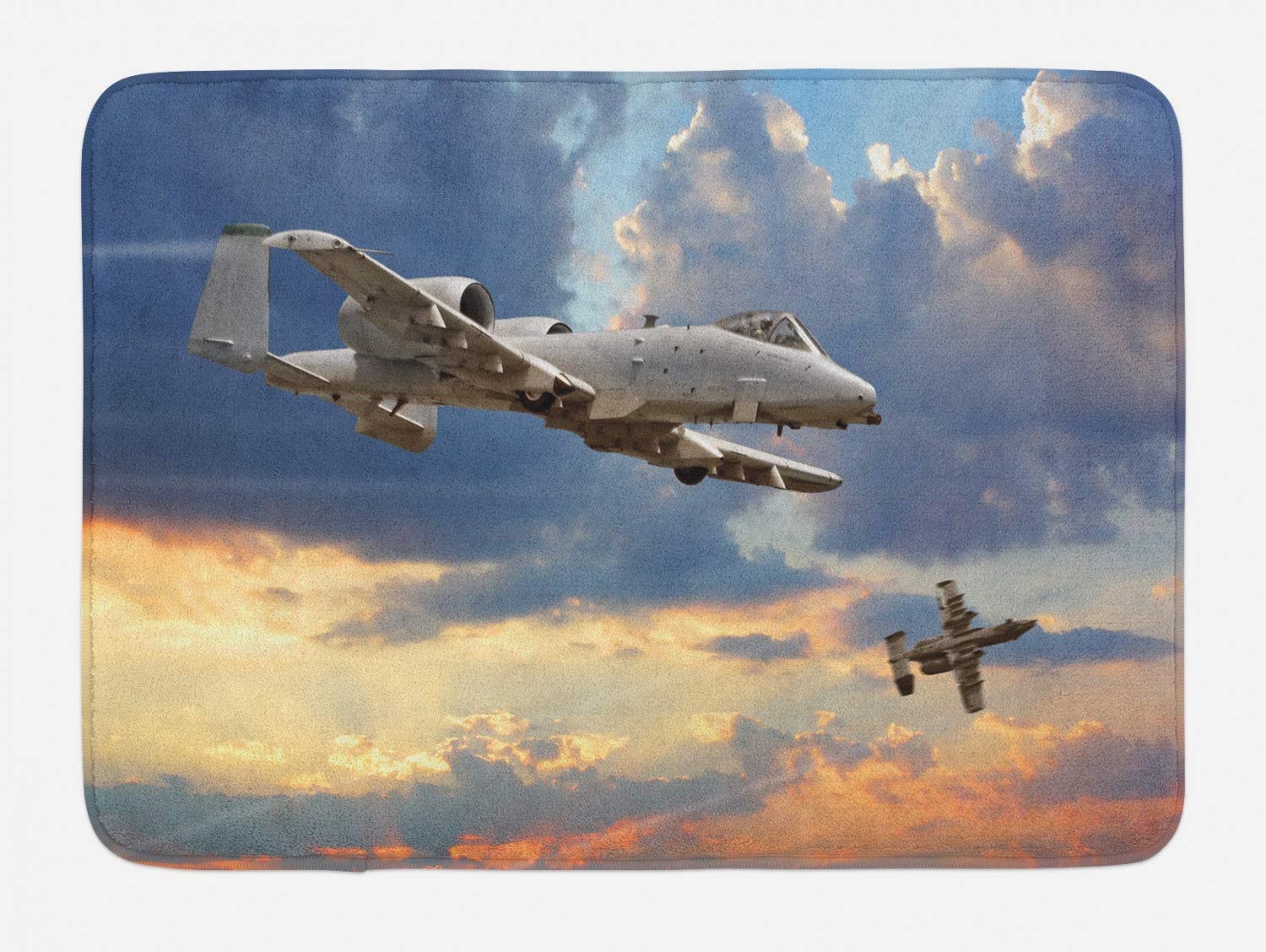 Airplane Peacekeepers Mission Jet up International Flight Picture Aviation Theme Image Entrance Way Rugs Doormats Soft Non-Slip Washable Bath Rugs Floor Mats for Home Bathroom Kitchen 16x24 Inch