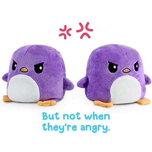 TeeTurtle | The Original Reversible Penguin Plushie | Patented Design | Purple and Blue | Show your mood without saying a word!