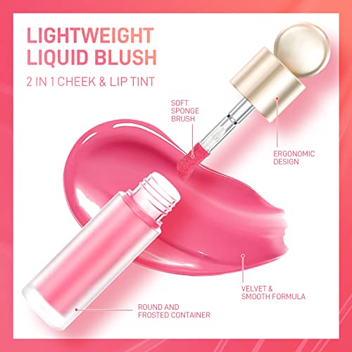 5 Pcs Liquid Blush For Cheeks Set, Greyghost Lightweight Cream Blush, Long-lasting Liquid Blush, Velvet Makeup Blush, Natural Matte Finish Soft Cream Blush Makeup (#01-#05)