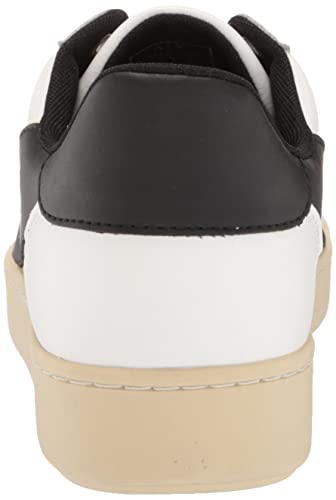 A|X Armani Exchange Men's Elevated Stripe Logo Colorblock Action Leather Sneaker, White/Black, 8.5