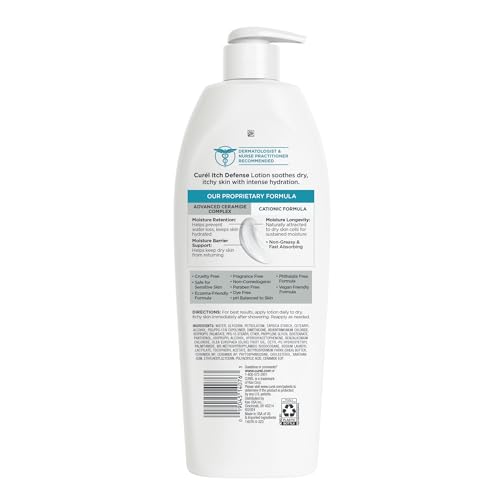 Curel Itch Defense Calming Body Lotion, Moisturizer for Dry, Itchy Skin, Body and Hand Lotion, with Advanced Ceramide Complex, Pro-Vitamin B5, Shea Butter, 20 Oz