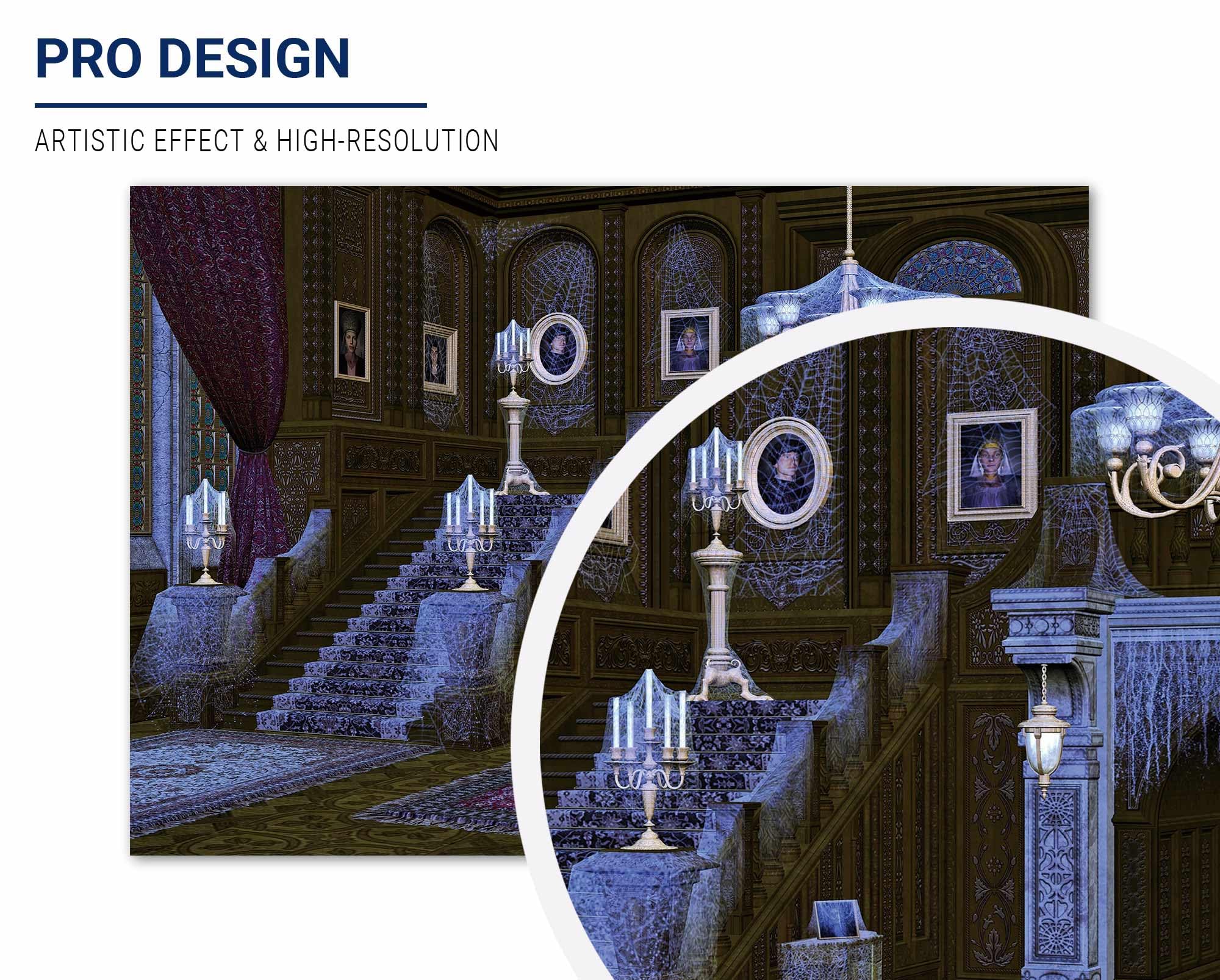 Allenjoy 7x5ft Halloween Haunted House Backdrop Middle Ages Retro Spooky Deserted Spider Web Stairs Background Decor Photography Photoshoot Studio Booth Props