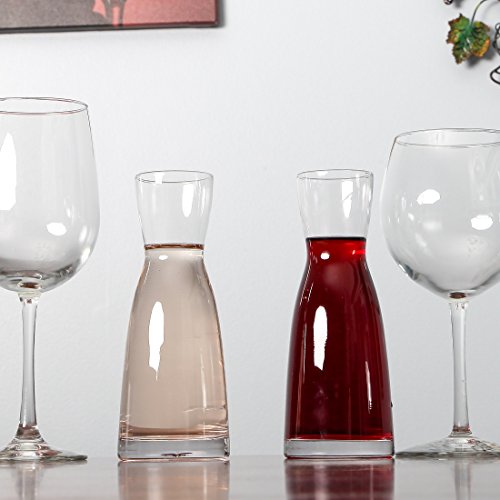 Lily's Home Individual Glass Wine Decanters, Miniature Personal Size Carafes Ideal for Dinner Parties and Wine Tastings, Makes Wonderful Gift. 10 oz. Each, Set of 4