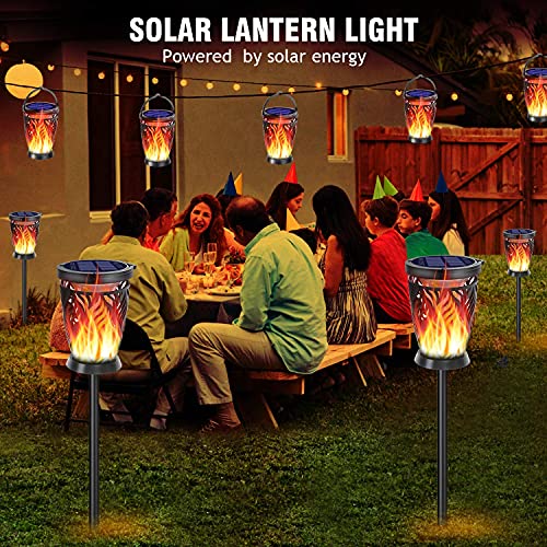 Aionarew Solar Lantern, Outdoor Hanging Solar Lantern Flickering Flame Solar Torch Lights Waterproof LED Flame Umbrella Lights Landscape Decorative Lighting for Garden Patio Yard Table, 2 Pack