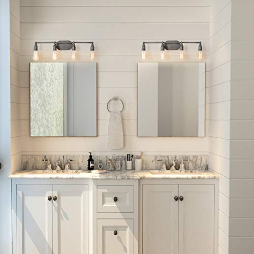 LNC Bathroom Vanity Light Fixture, Industrial Water Pipe Wall Lamp, Dark Silver Finish for Kitchen, Doorway, Entryway, 27.6β