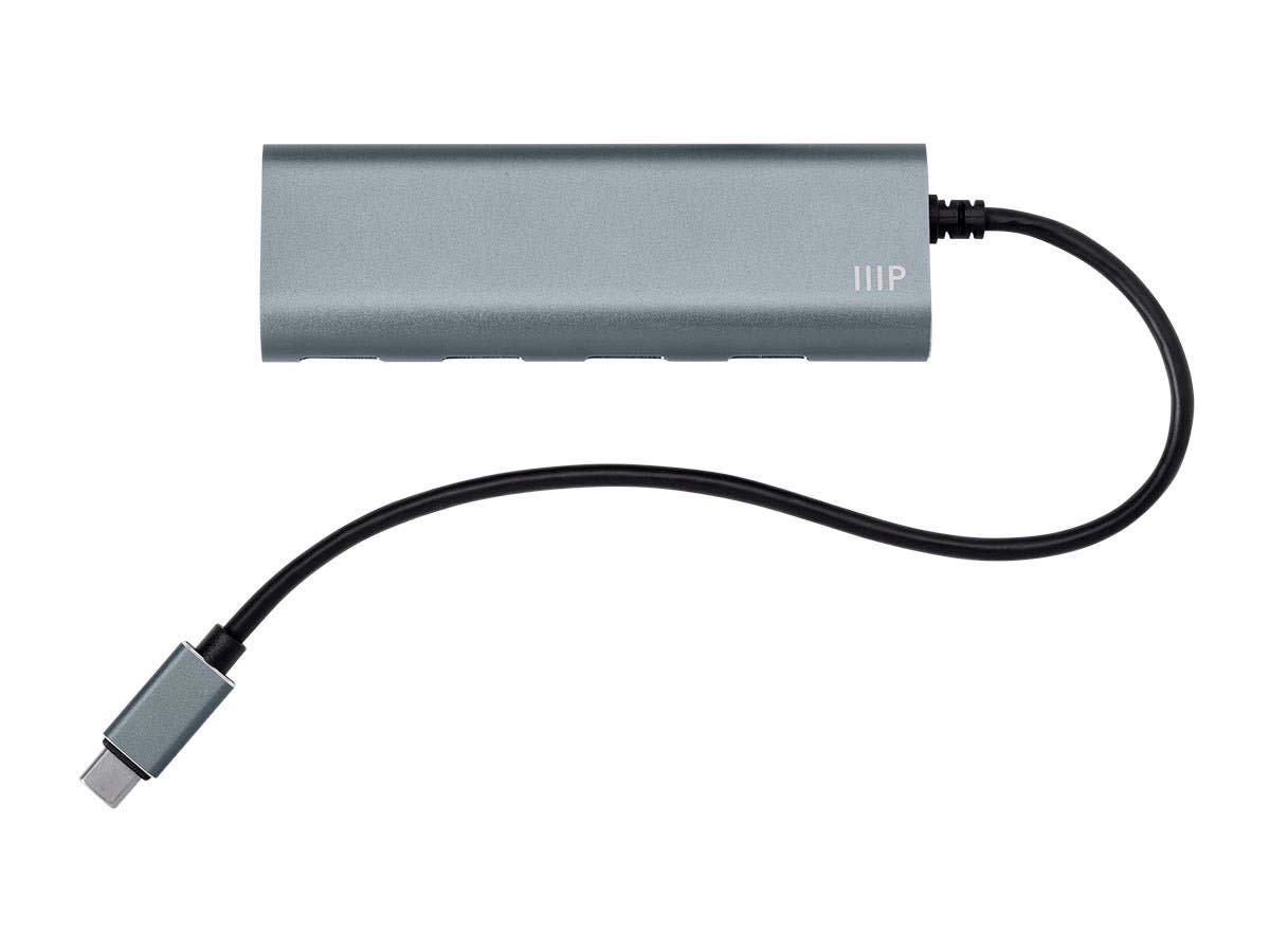 Monoprice 4 Port USB-C Hub - Aluminum, SuperSpeed Transfer Rates, Compatible With Apple MacBook, Google Chromebook & More, Gray